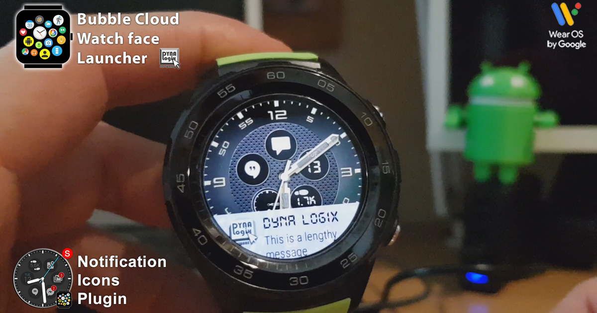 Peek card opens via Notification plugin – Bubble Cloud Widgets + WearOS Tile Launcher / Watch Face