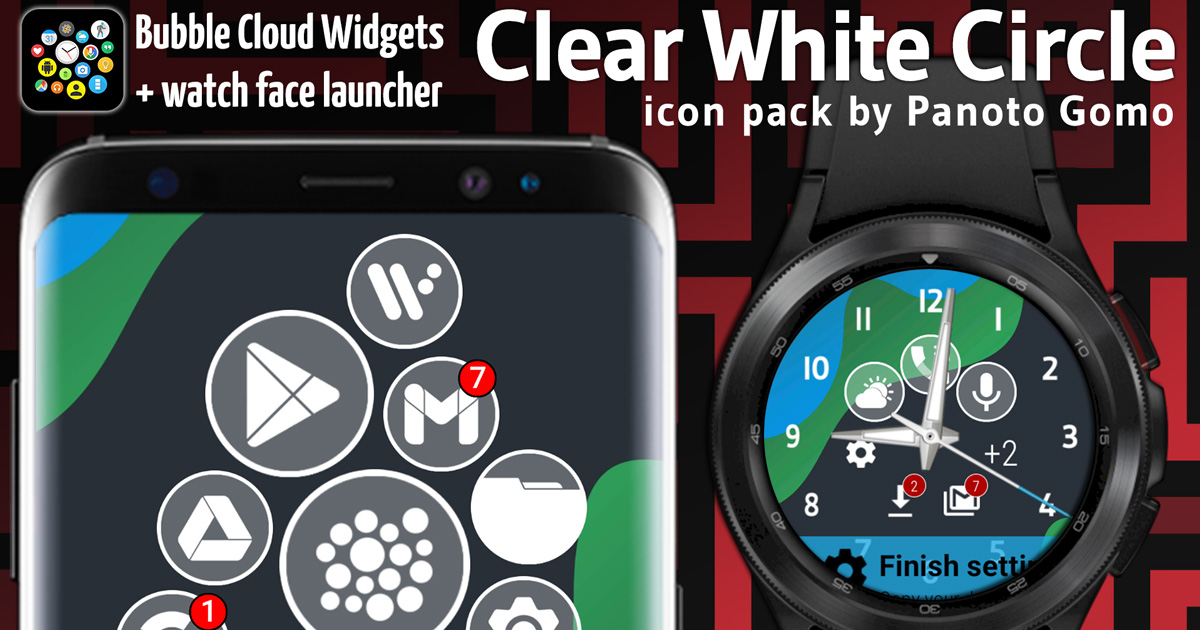 Clear White Circle icon pack – Bubble Cloud Widgets + WearOS Tile ...
